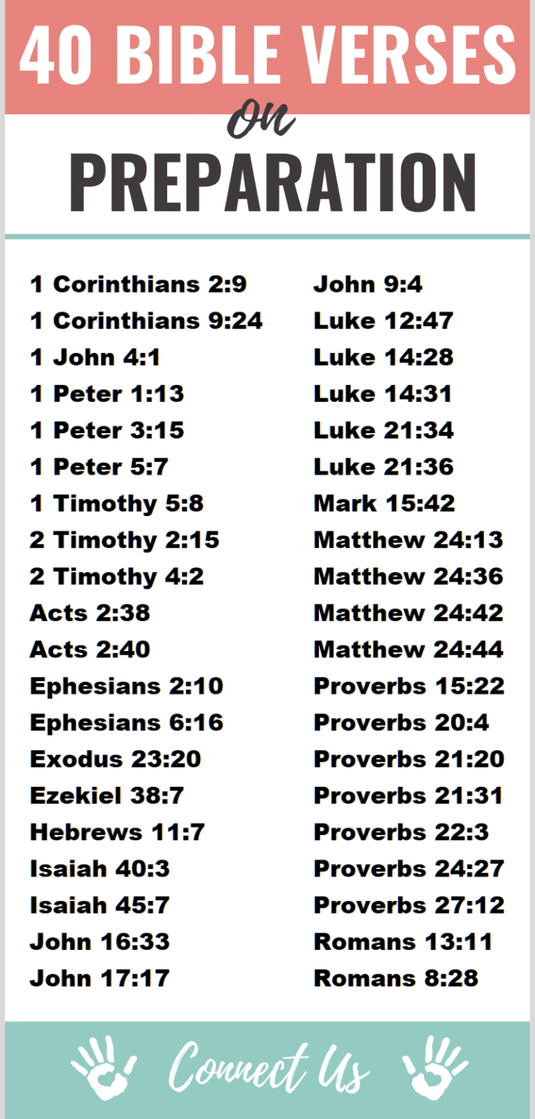 40 Important Bible Scriptures on Preparation – ConnectUS